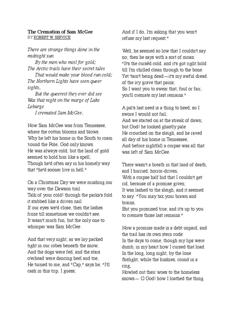 The Cremation of Sam Mcgee | PDF | Nature