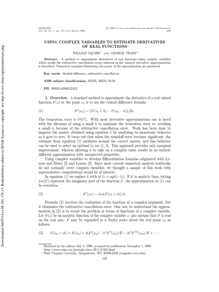 Complex Derivative To Real | PDF | Approximation | Derivative