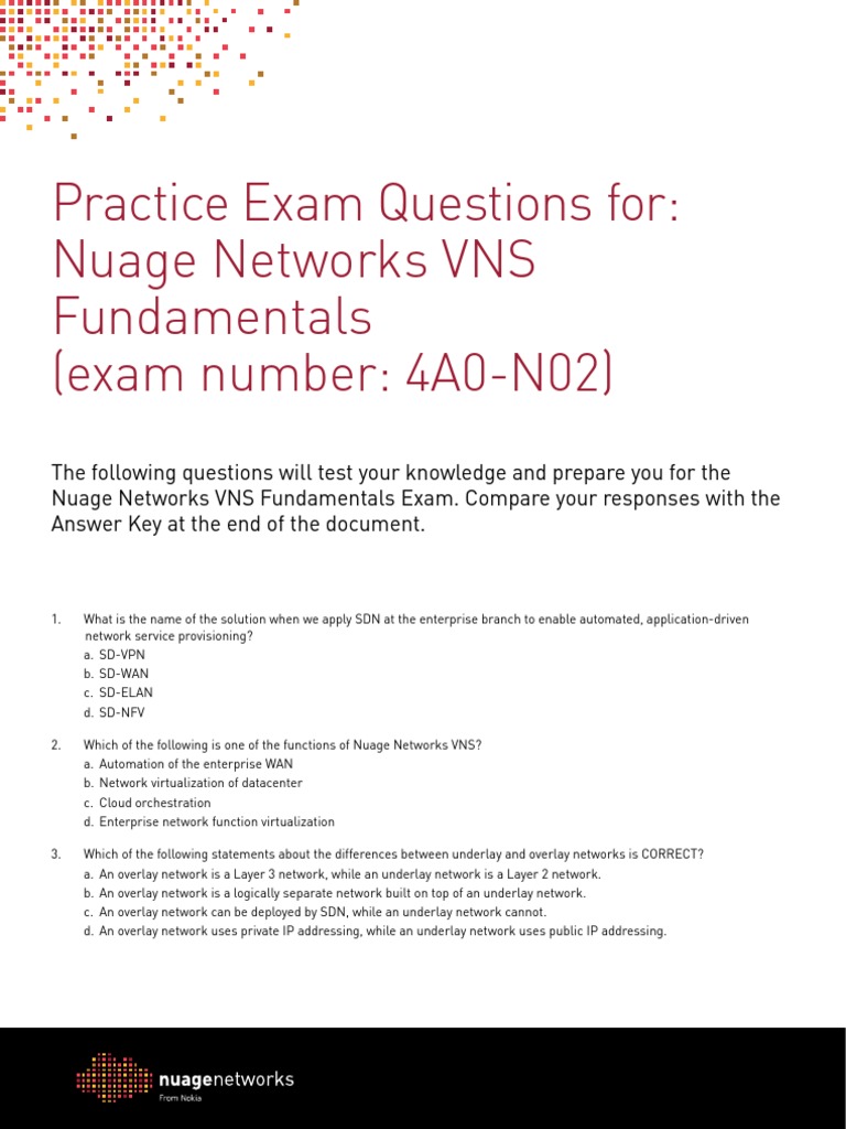 Nuage Networks VNS Fundamentals Course Practice Questions | PDF ...