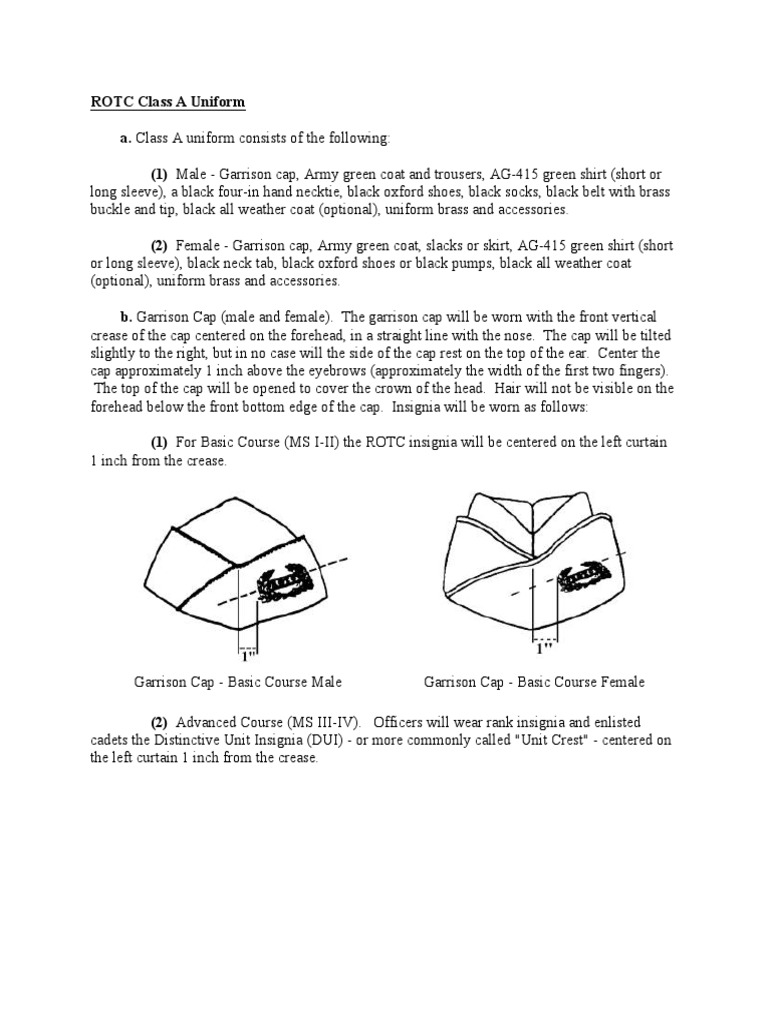 ROTC Uniform Instructions | PDF | Shirt | Military Personal Equipment