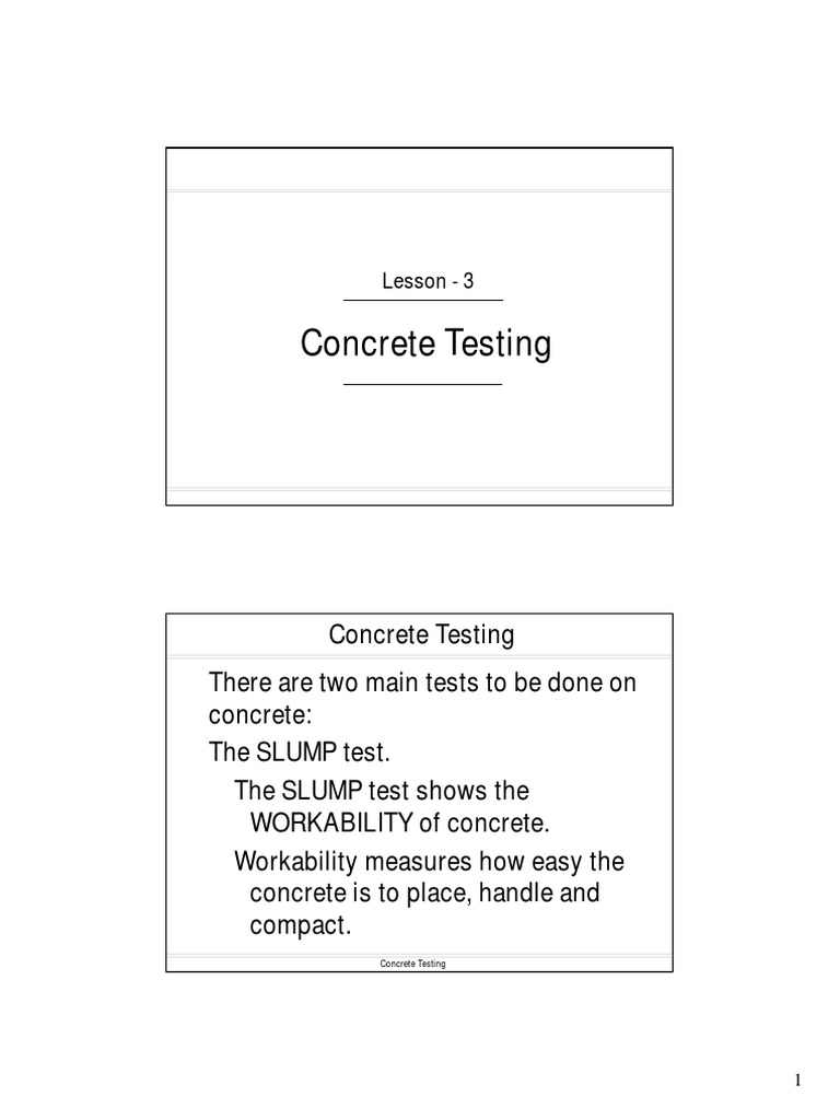 Concrete Testing - LESSON 3 | PDF | Strength Of Materials | Concrete