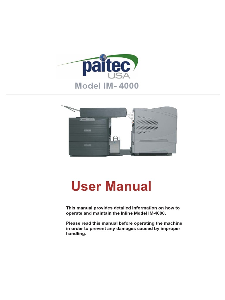 User Manual: Model IM-4000 | PDF | Printer (Computing) | Manufactured Goods