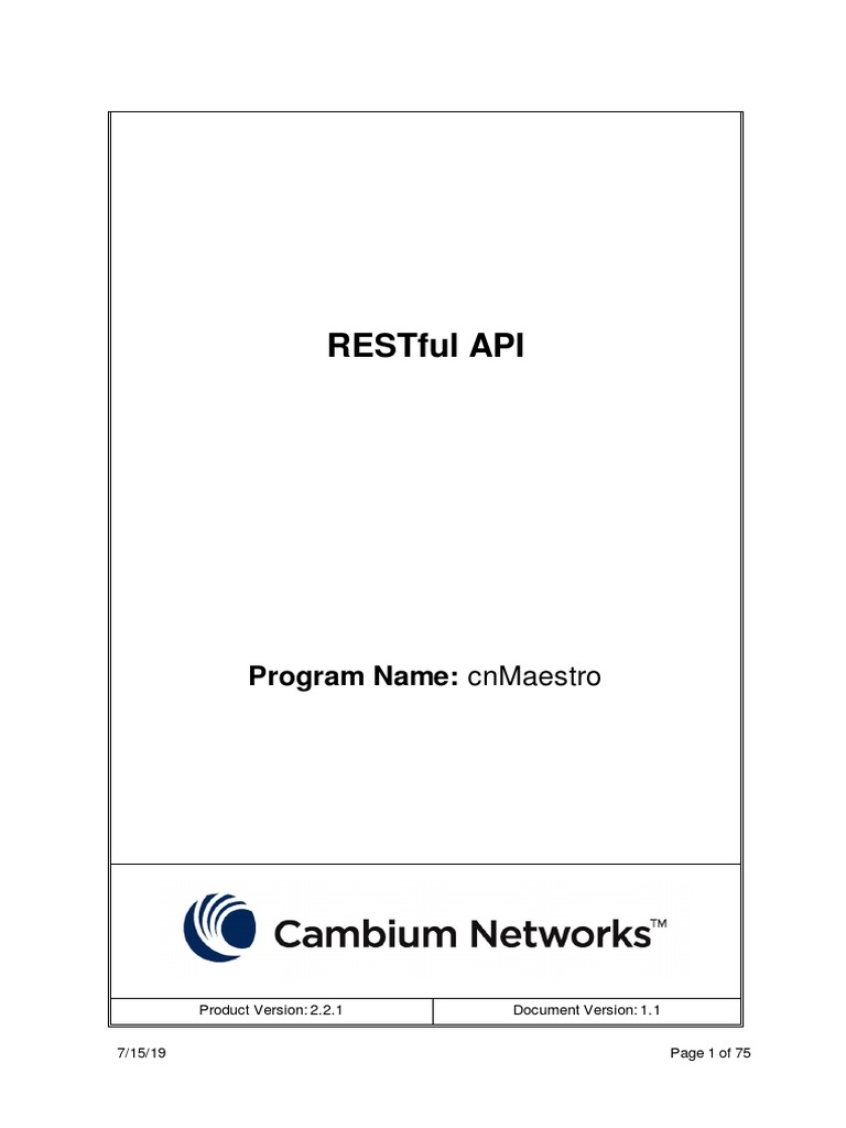 CnMaestro 2.2.1 RESTful API - 15-Jul-19 | PDF | Hypertext Transfer Protocol | Application ...