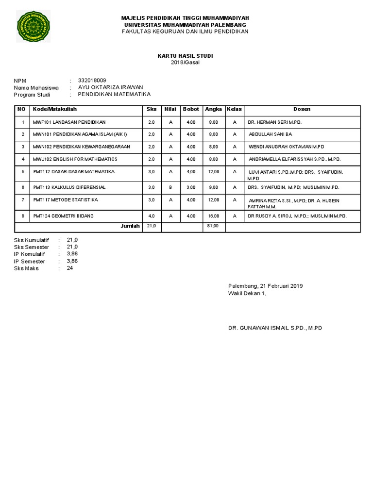 KHS Ayu (Semester1) | PDF