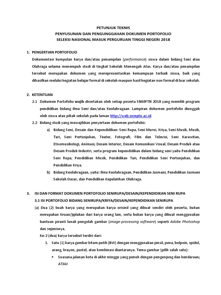 Petunjuk Teknis Portofolio Seni Rupa PDF | PDF | Seni