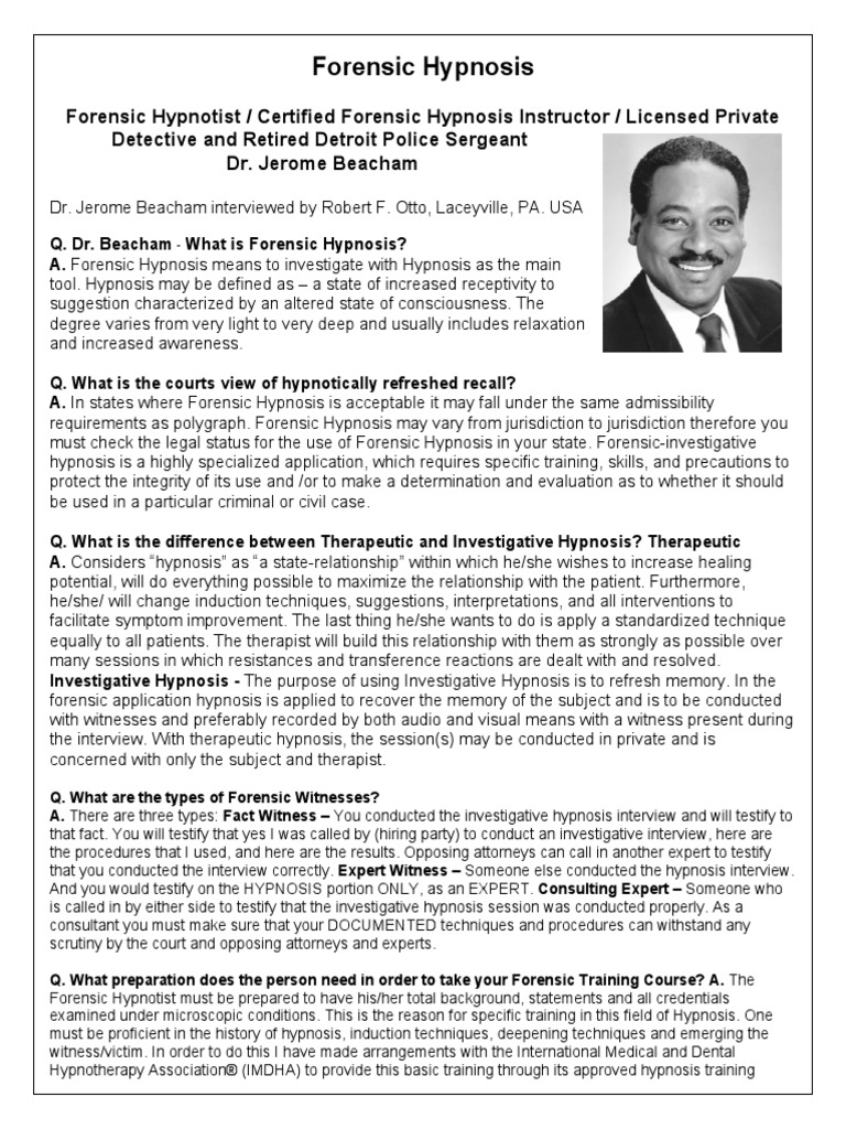 Forensic Hypnosis | PDF | Hypnosis | Witness