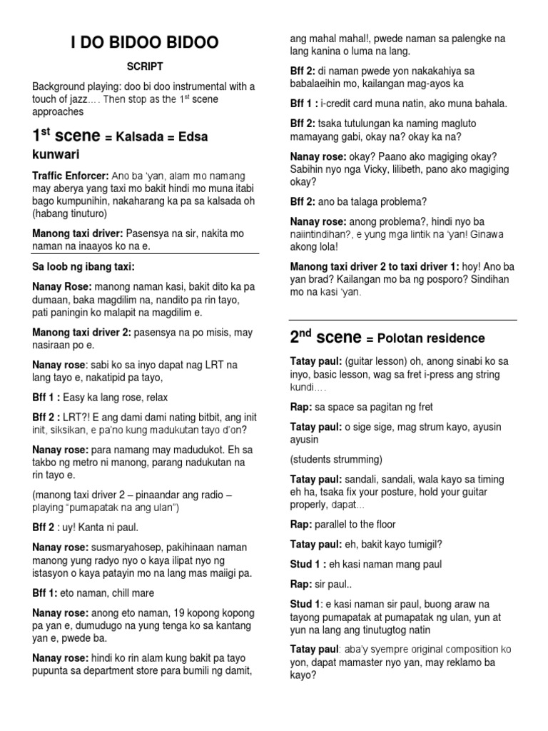 I DO BIDOO BIDOO Script | PDF