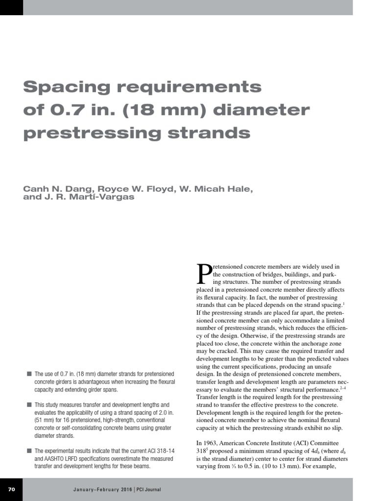 Strand spacing requirements for pretensioned concrete members | PDF ...
