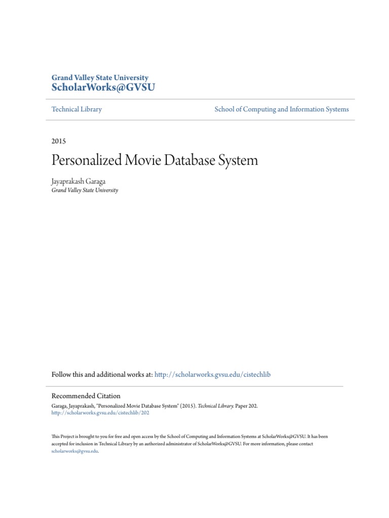 Personalized Movie Database System PDF | PDF | Php | Databases