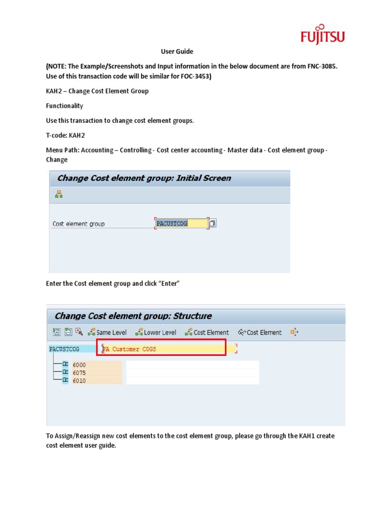 Change Cost Element Group in SAP | PDF | Computers