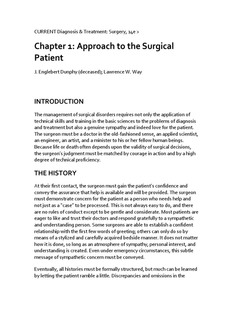 Approach To Surgical Patient | PDF | Physical Examination | Surgery