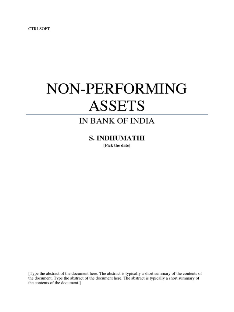 Non-Performing Assets: in Bank of India | PDF | Indemnity | Personal ...