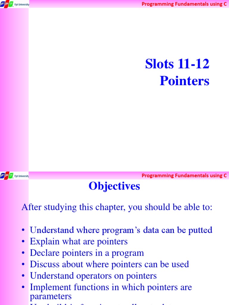 Slot11 12 Pointers | PDF | Pointer (Computer Programming) | C ...