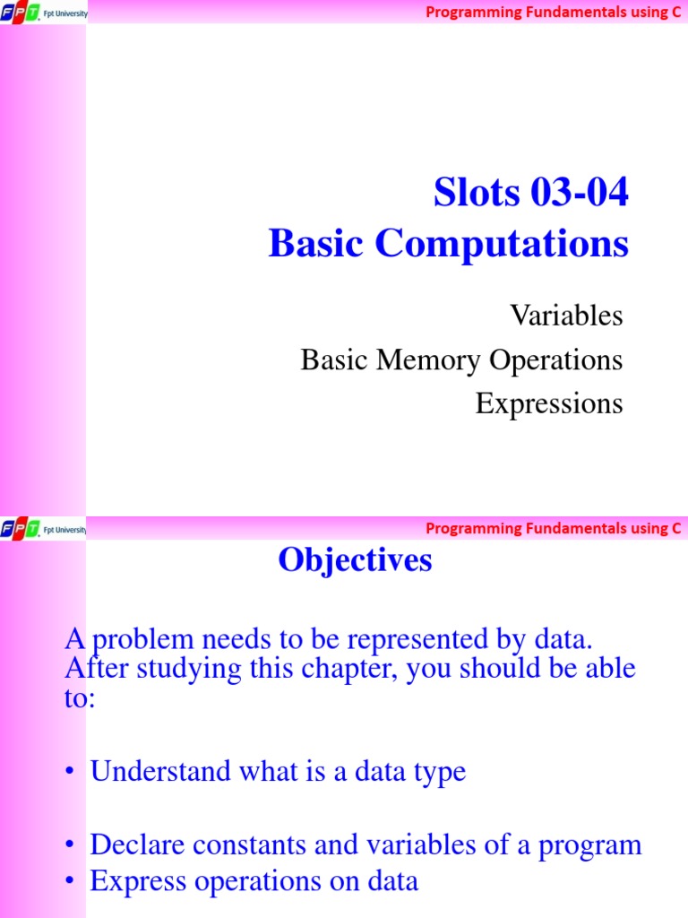 Slot03 04 BasicComputation | PDF | Data Type | C (Programming Language)