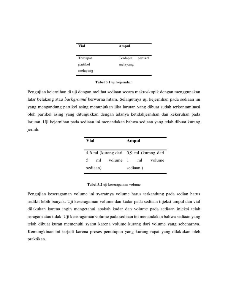 Jurnal Vial Ampul Pembahasan | PDF