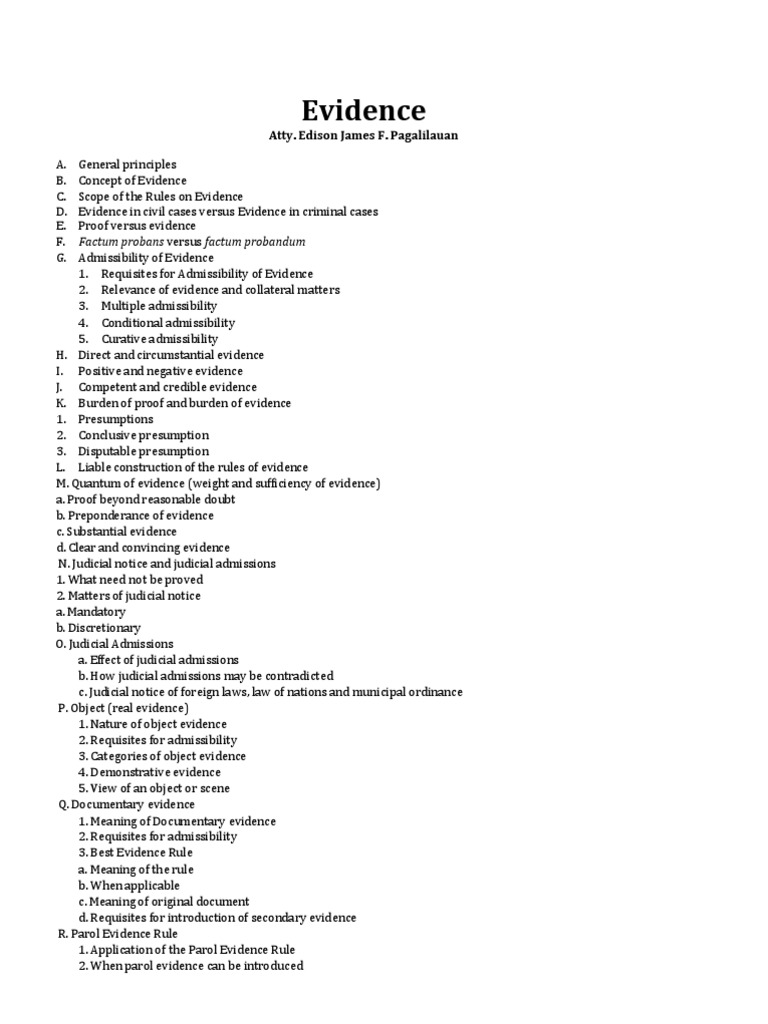 A Comprehensive Guide to Philippine Rules of Evidence: Analyzing the ...