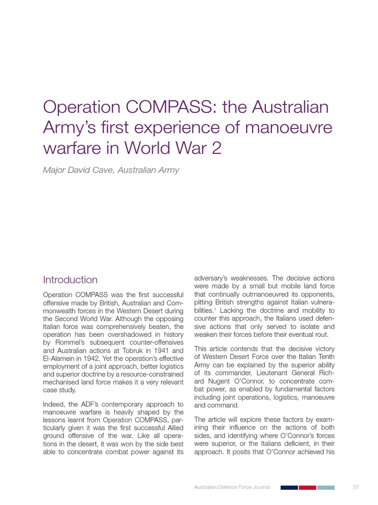 ADF Journal 203 - Operation Compass Article - Cave PDF | PDF | Armoured ...