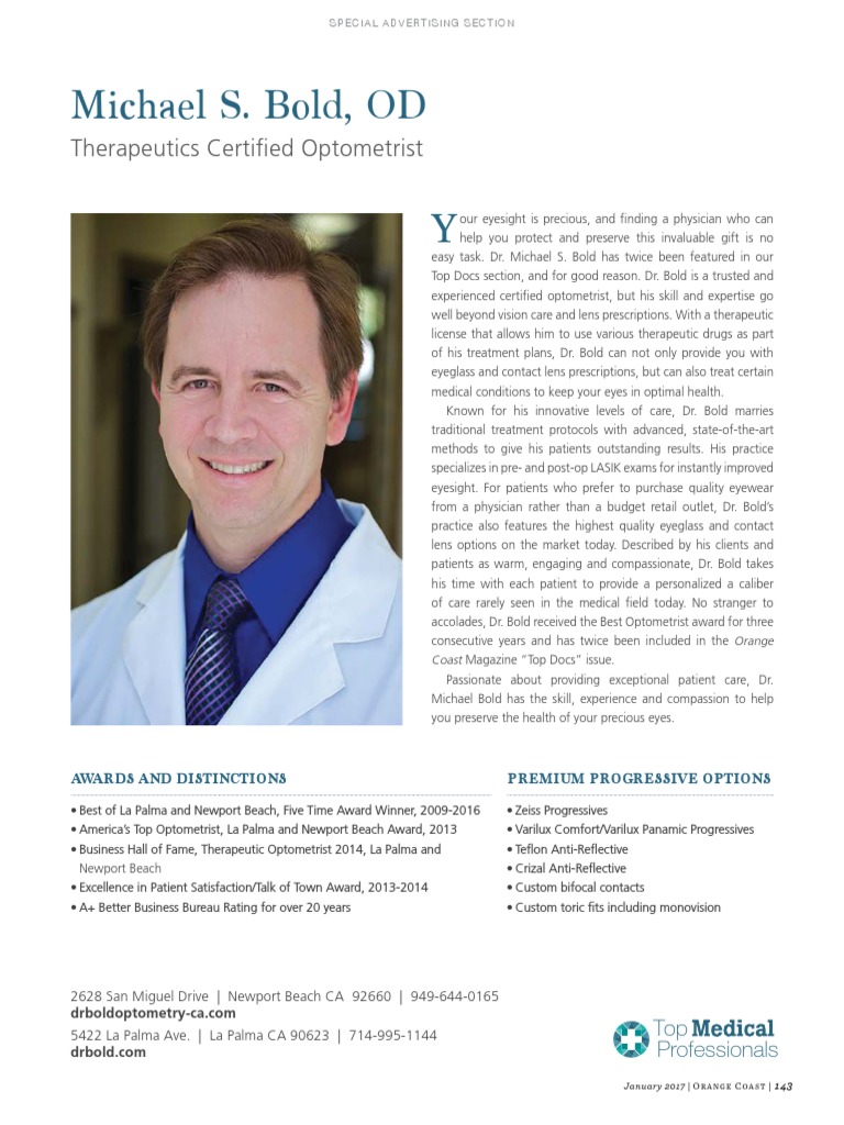 Article in Top Drs - Orange Coast Magazine | PDF | Optometry | Glasses