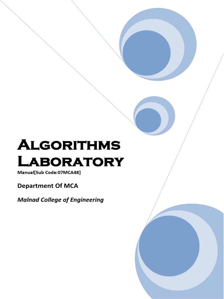 Algorithms Laboratory: Department of MCA | PDF | Vertex (Graph Theory ...
