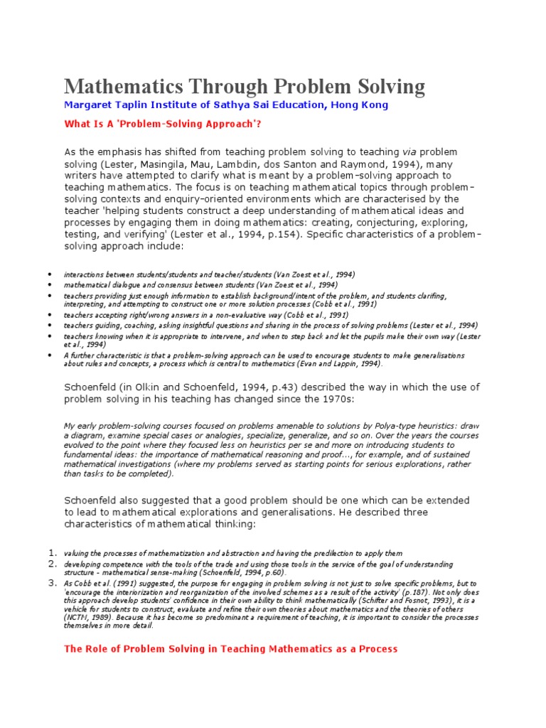 Mathematics Through Problem Solving | PDF | National Council Of Teachers Of Mathematics ...