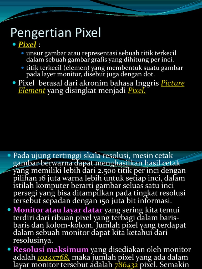 Pengertian Pixel | PDF | Metode & Bahan Ajar