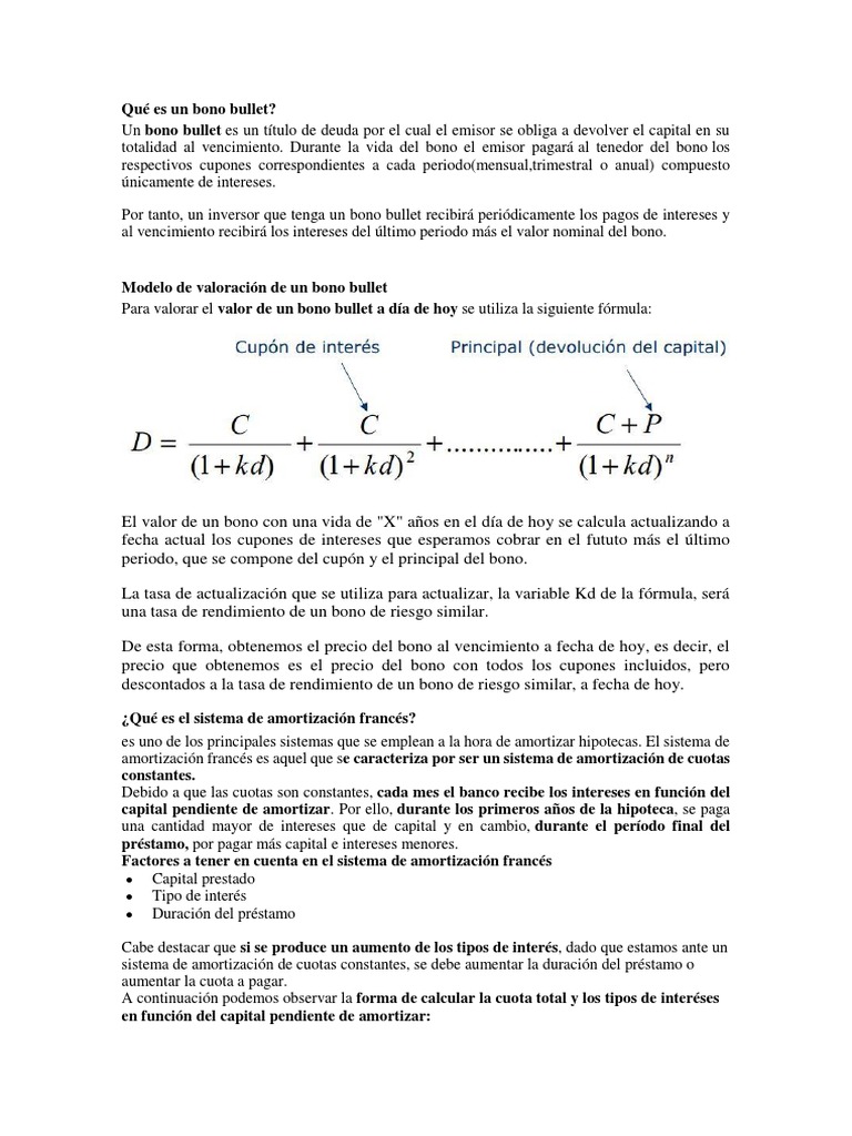 Qué Es Un Bono Bullet | PDF | Hipoteca Comercial | Finanzas y ...