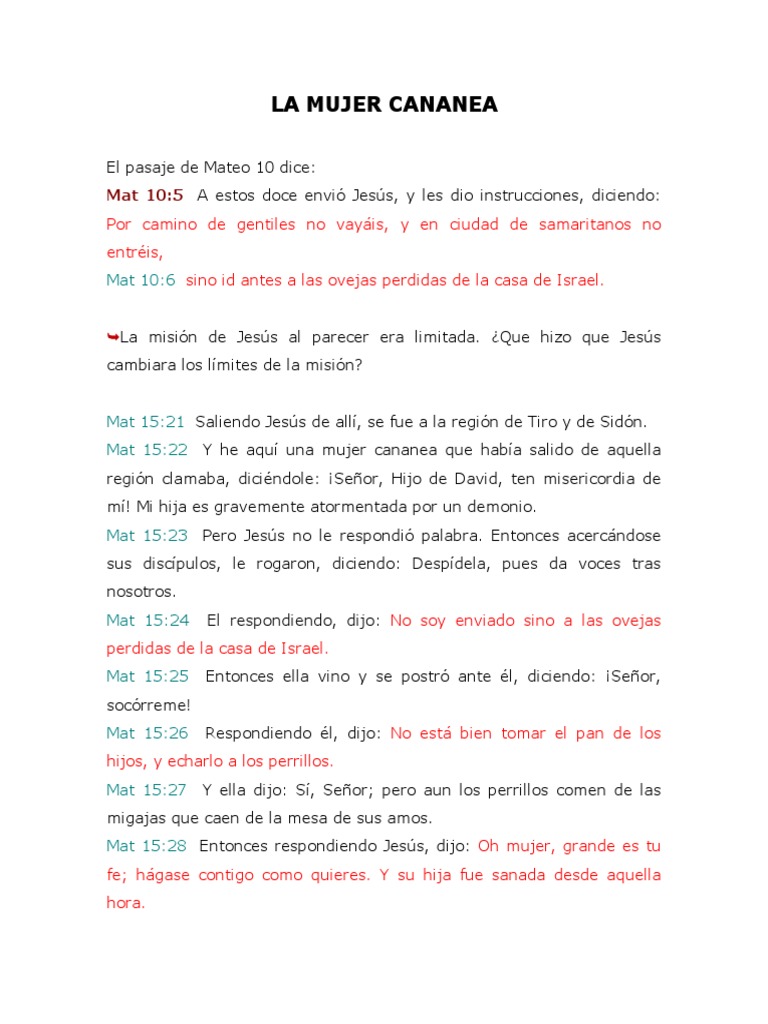 La Mujer Cananea | PDF | Fariseos | Canaán