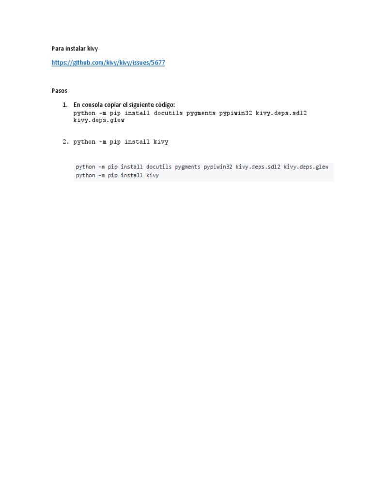 Para Instalar Kivy Python 3.0 | PDF