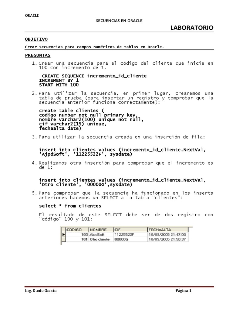 Secuencias Oracle | PDF | Informática y tecnología de la información