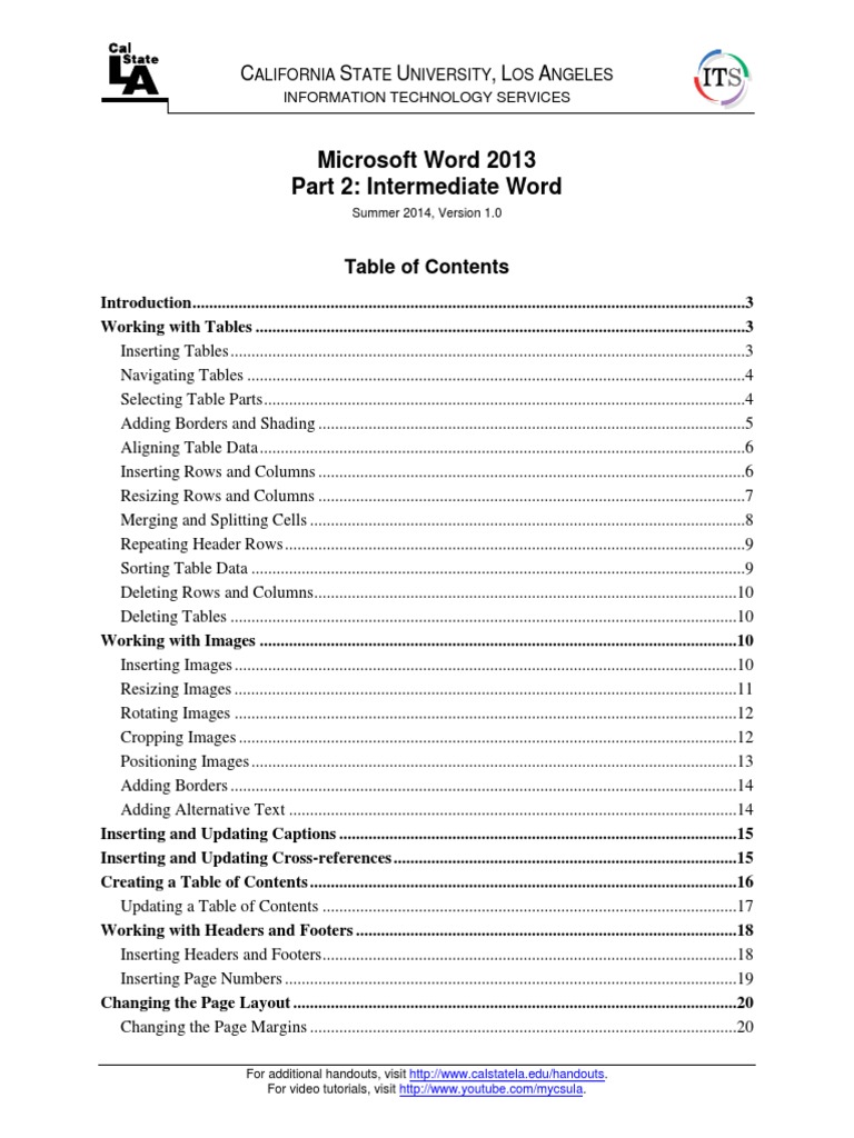 Intermediate Microsoft Word 2013 Guide | PDF | Page Layout | Tab (Gui)