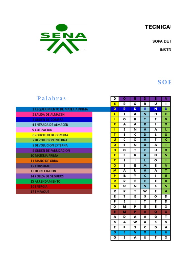 Sopa de Letras de Contabilidad de Costos | PDF