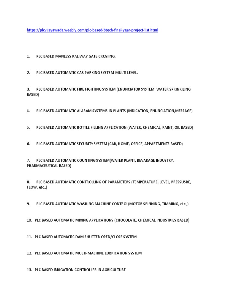 PLC Projects | PDF | Programmable Logic Controller | Automation