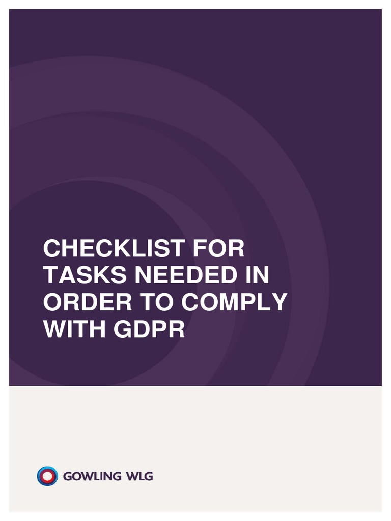 GDPR Checklist For Compliance | PDF | Privacy | Personally Identifiable ...