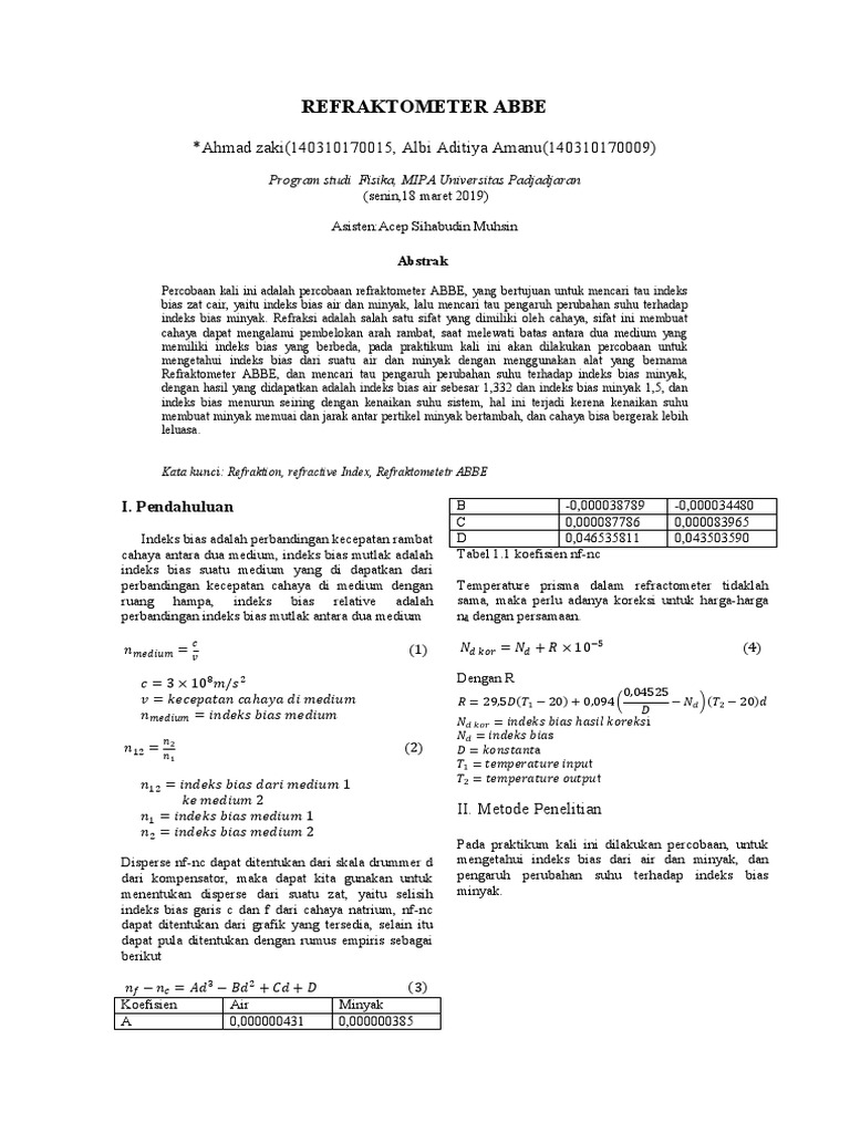 Paper M-3 Refraktometer ABBE | PDF