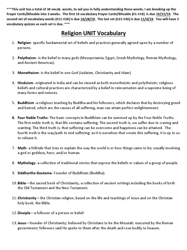 Religion Vocabulary 2 | PDF | Monotheism | Polytheism
