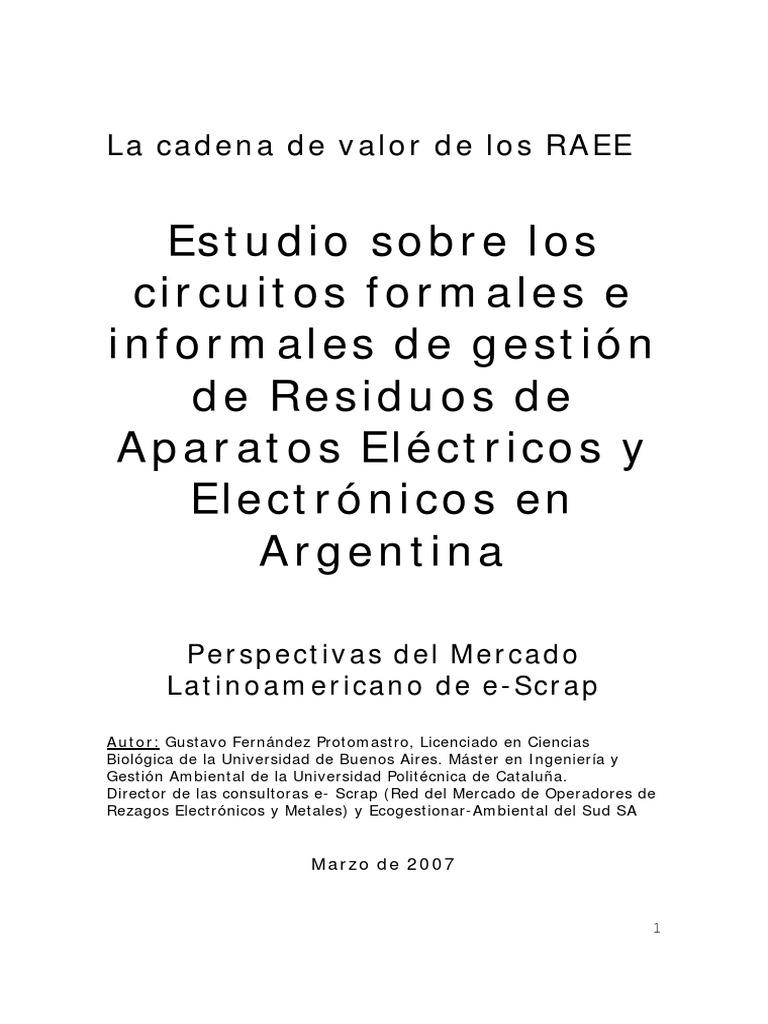 Informe - RAEE Resid Aparatos Electr y Electro - Arg | PDF | Cobre | Residuos