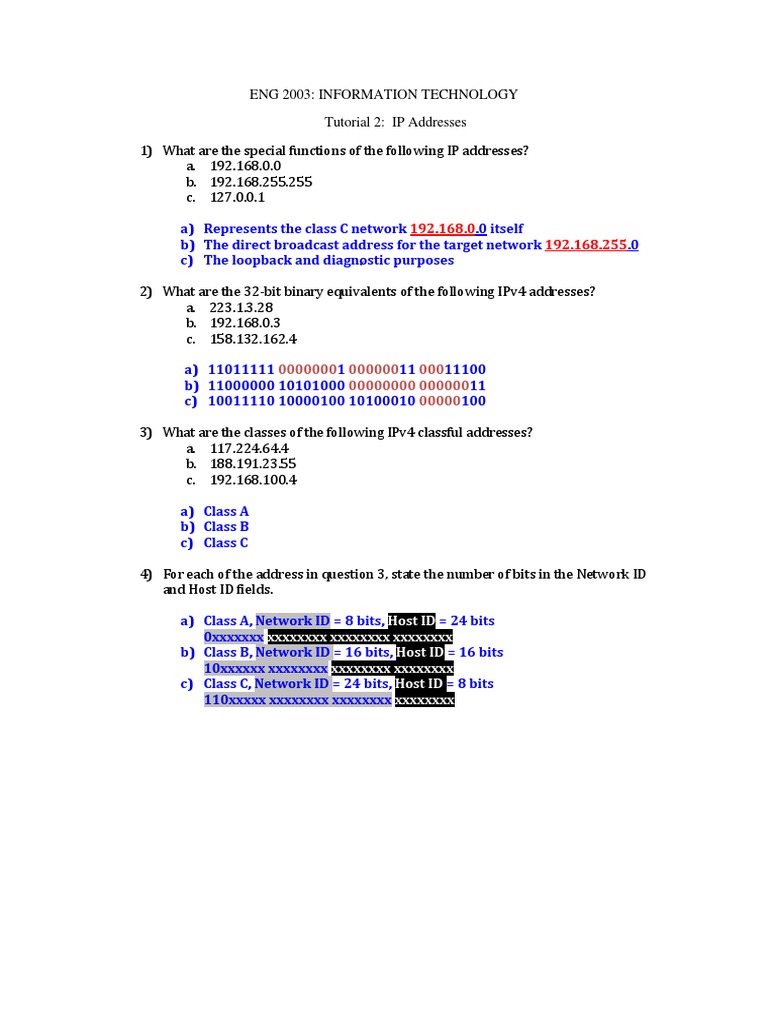 Tutorial 2 (Solutions) Updated PDF | PDF