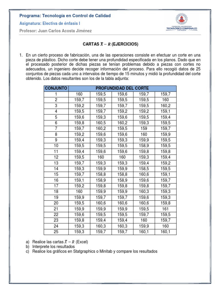 Cartas X R Ejercicios | PDF | Ingeniería