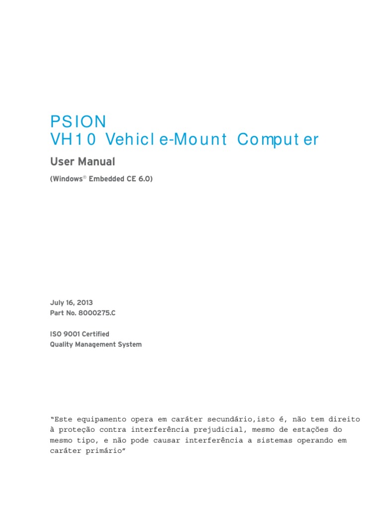 Psion VH10 Vehicle-Mount Computer | PDF