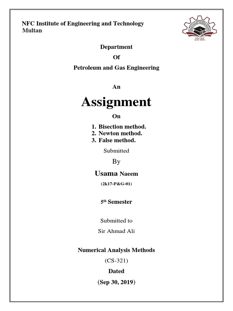 Numerical Methods Assignment | PDF