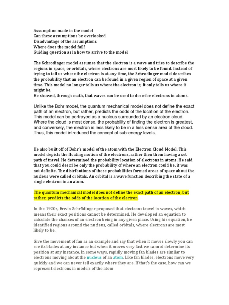 Schrodinger's Atomic Model | PDF | Atomic Orbital | Electron