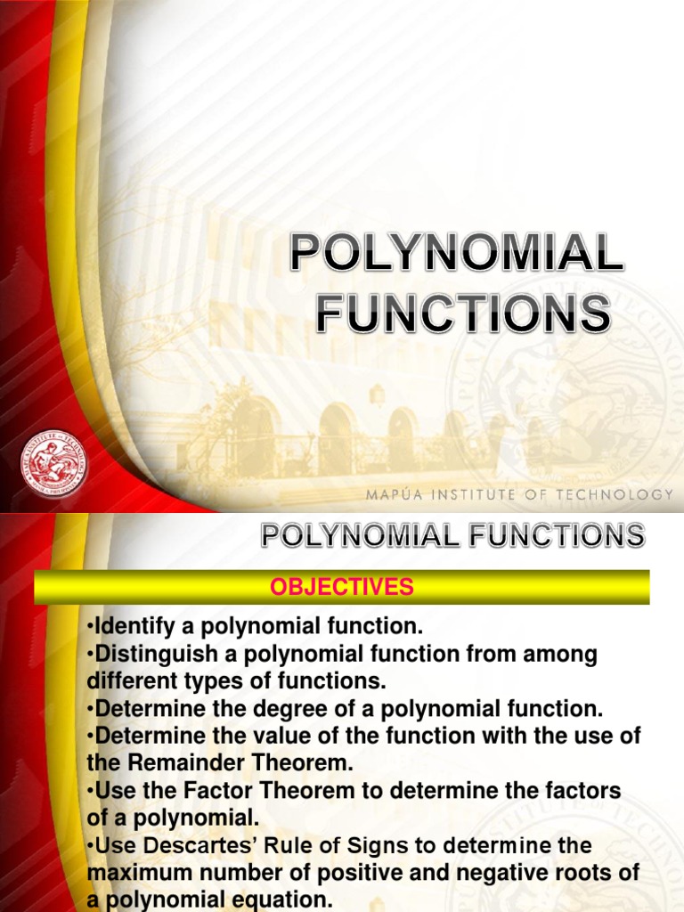 L8 Polynomial Functions | PDF | Polynomial | Zero Of A Function