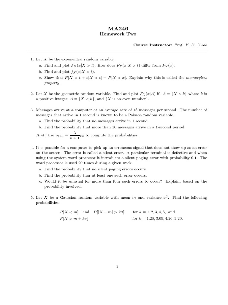 HW 2 | PDF | Probability Density Function | Teaching Mathematics