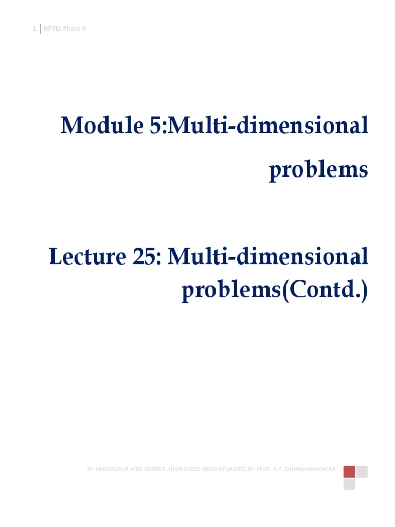Module 5:multi-Dimensional Problems: 1 NPTEL Phase II | PDF ...
