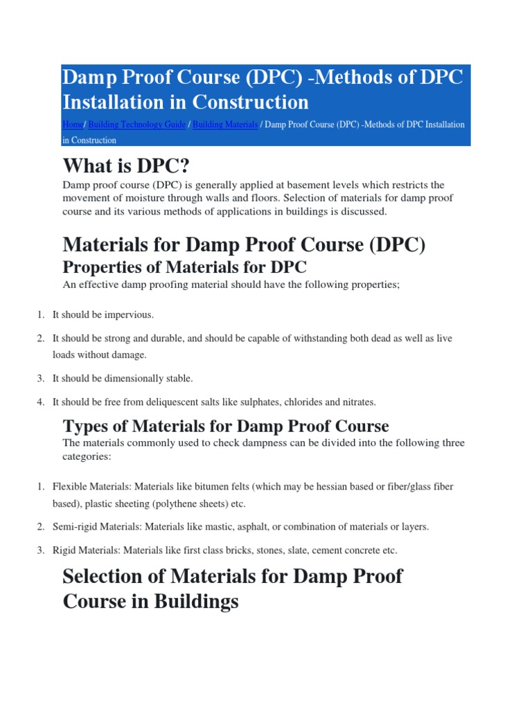 What Is The Difference Between A Damp Proof Course (DPC), 48% OFF