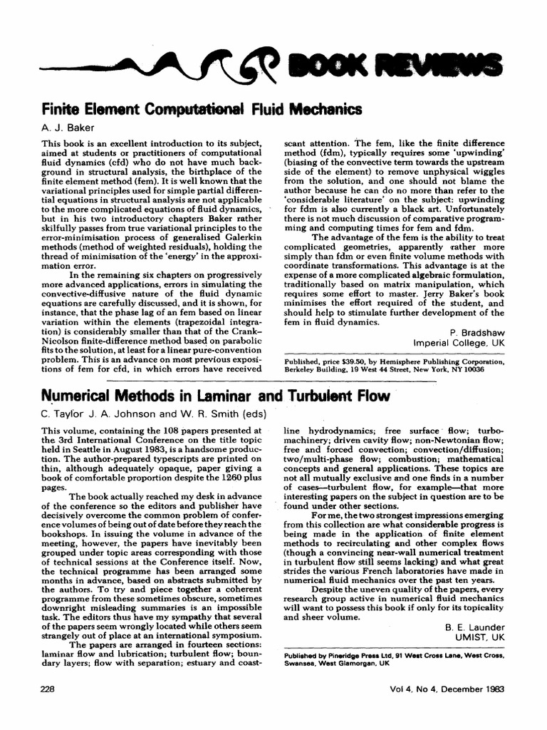 Finite Element Computational Fluid Mechanics | PDF | Finite Element ... Finite Element Computational Fluid Mechanics | PDF | Finite Element ...