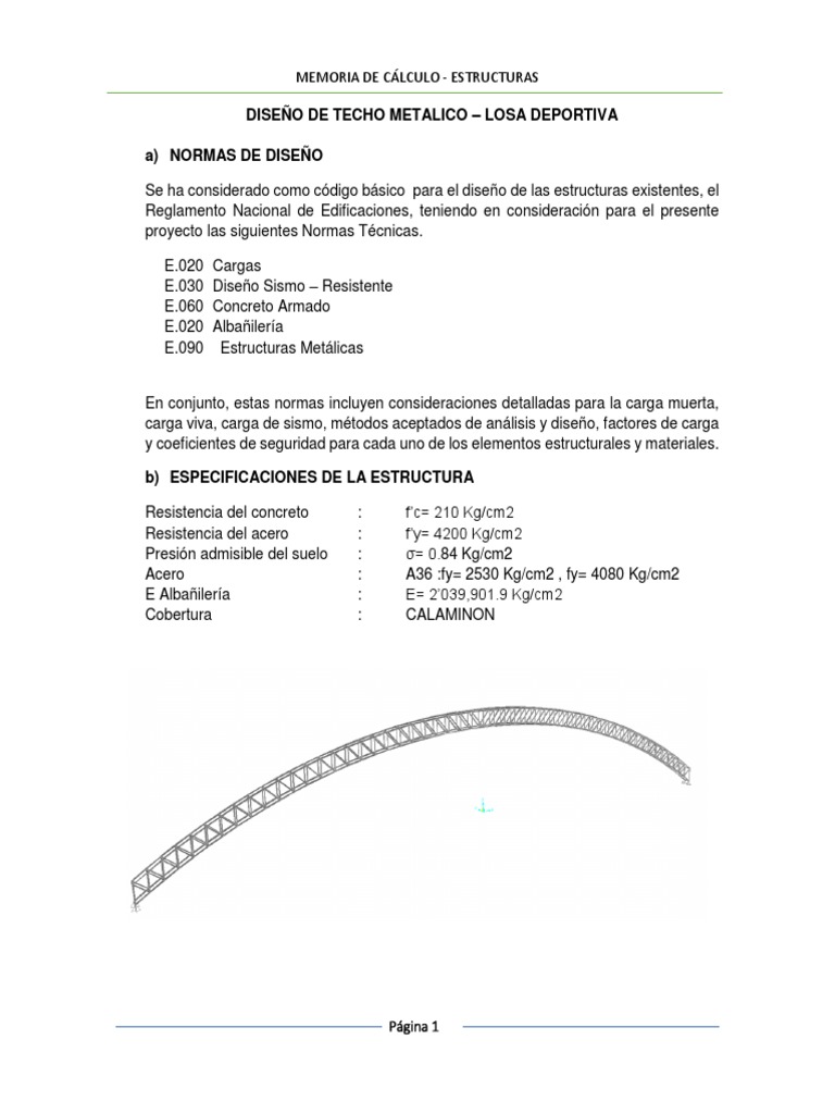 Diseño de Techo Metalico | PDF | Barlovento y sotavento | Braguero