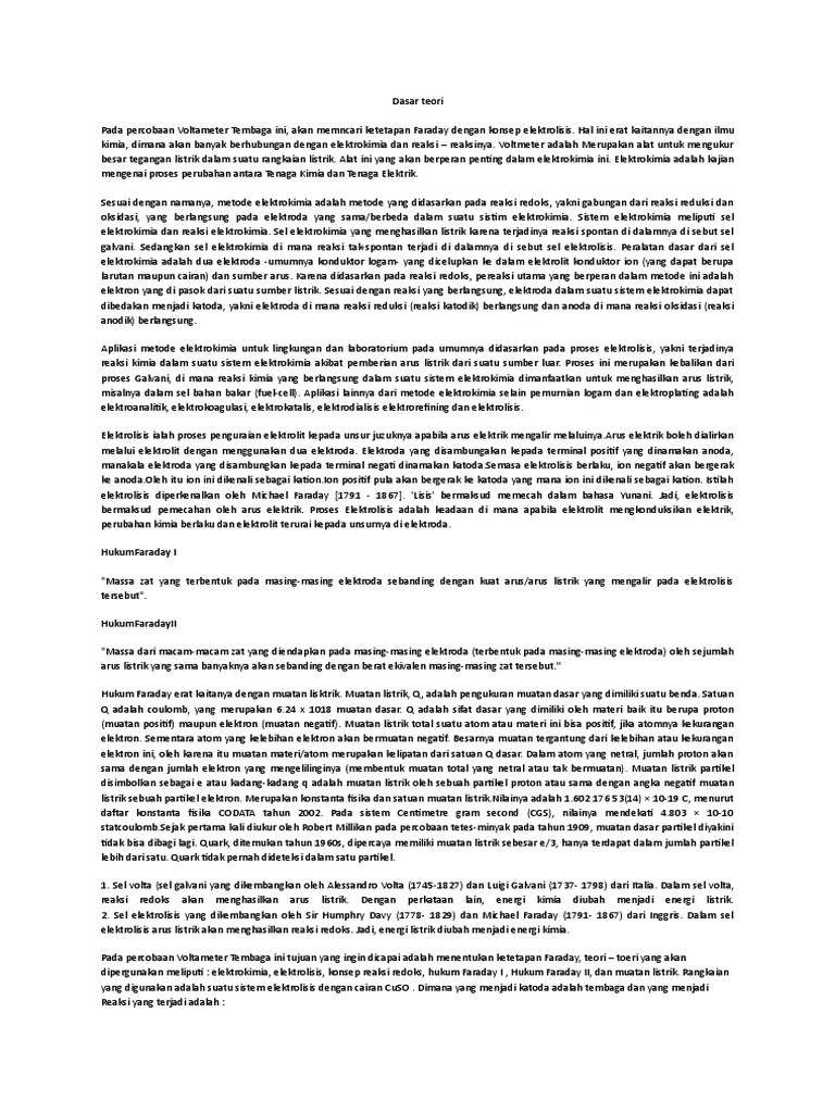 Voltameter Tembaga | PDF | Metode & Bahan Ajar