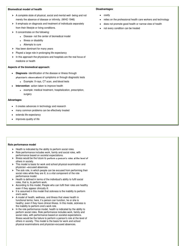 Biomedical Model of Health: Disadvantages | PDF | Physical Examination ...
