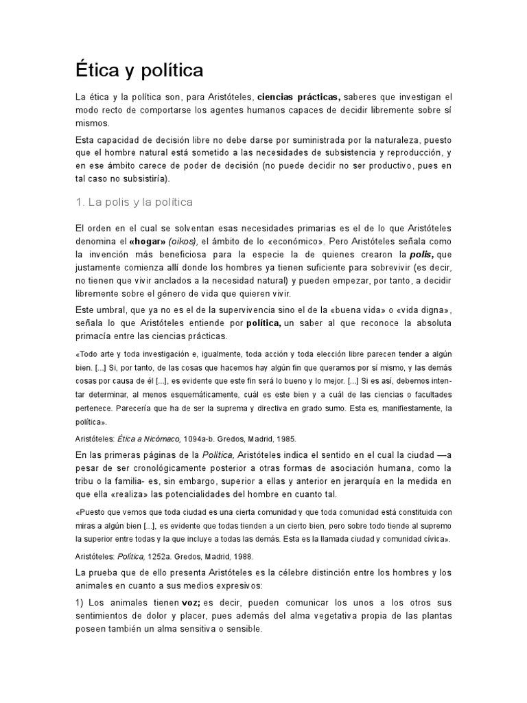 Etica y Politica | PDF | Aristóteles | Alma
